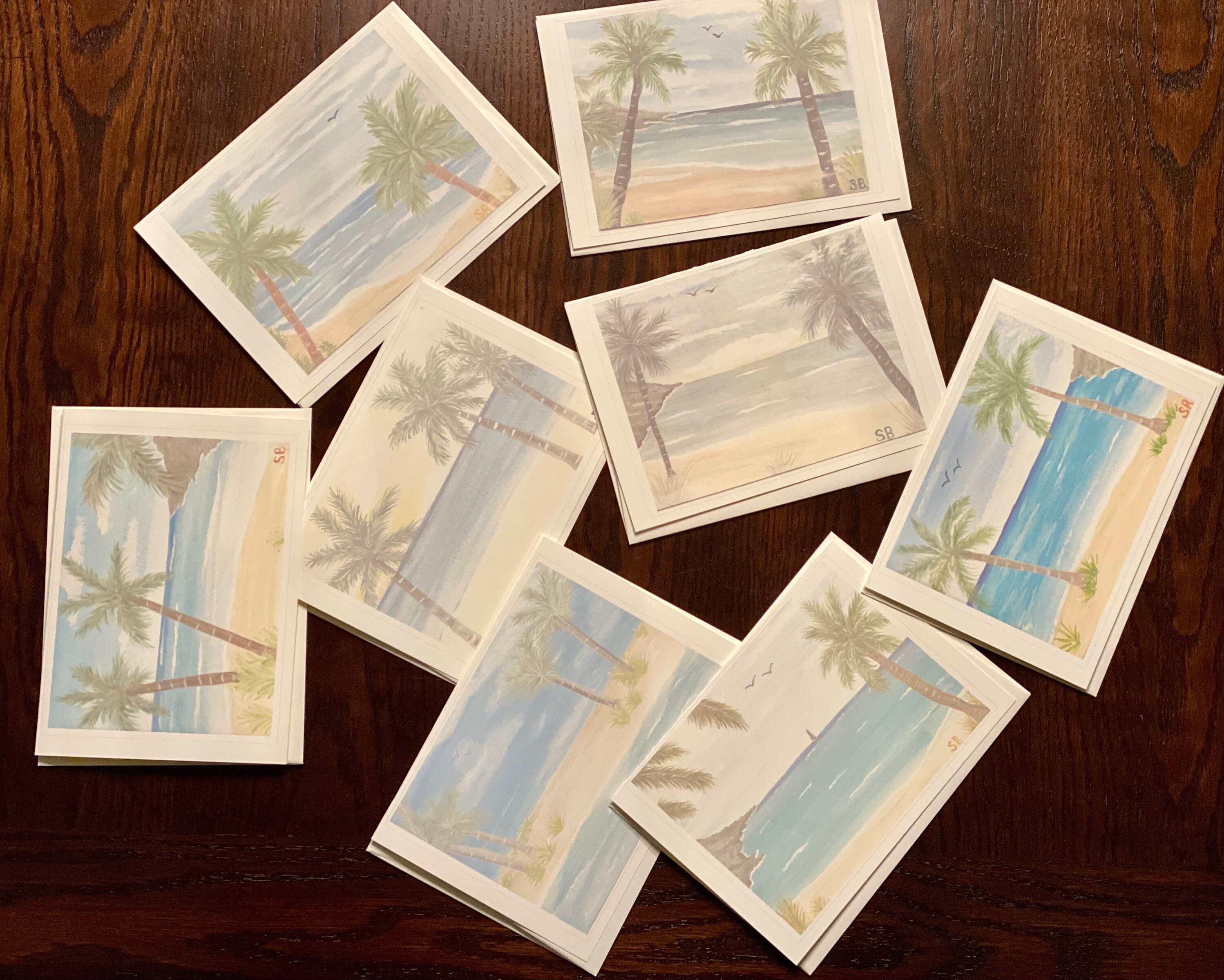 Hand Painted Original Artwork Beach Watercolor Themed Custom Thank You ...