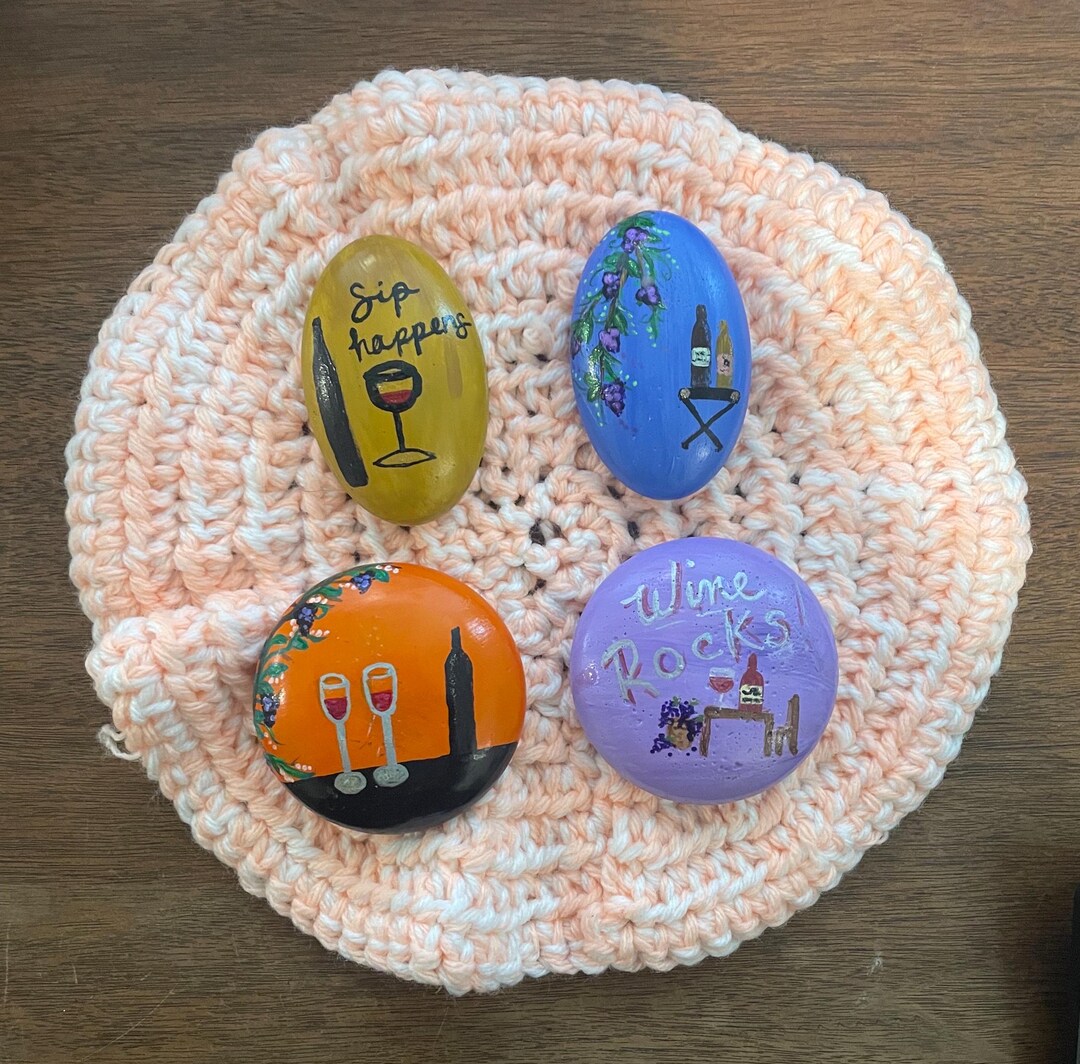 Rocks, Wine Themed Rocks, Hand Painted Rocks, Acrylic Art - Etsy
