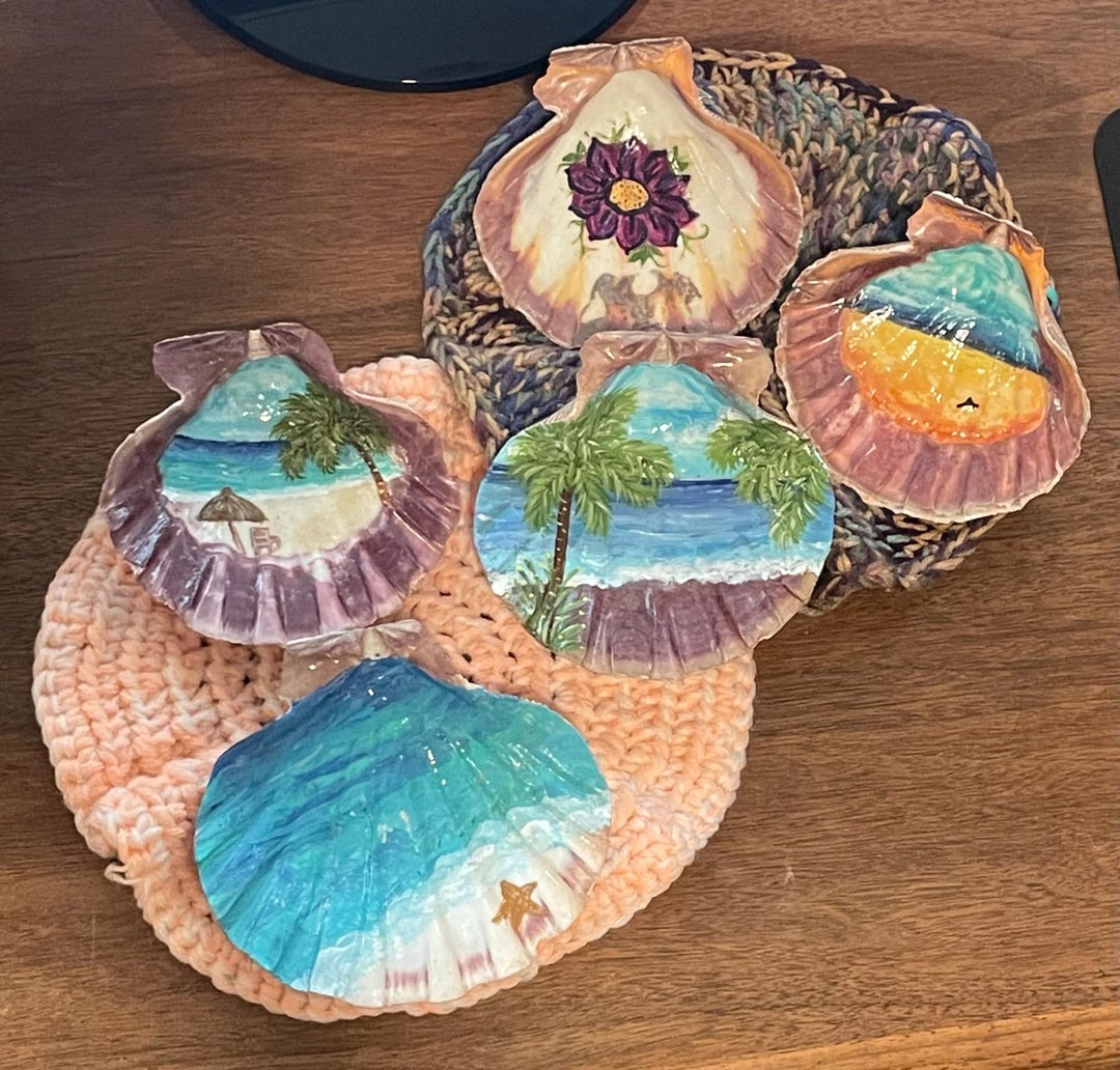 Shell, Decorative Handpainted Shell, Beach Scene Paintings - Etsy