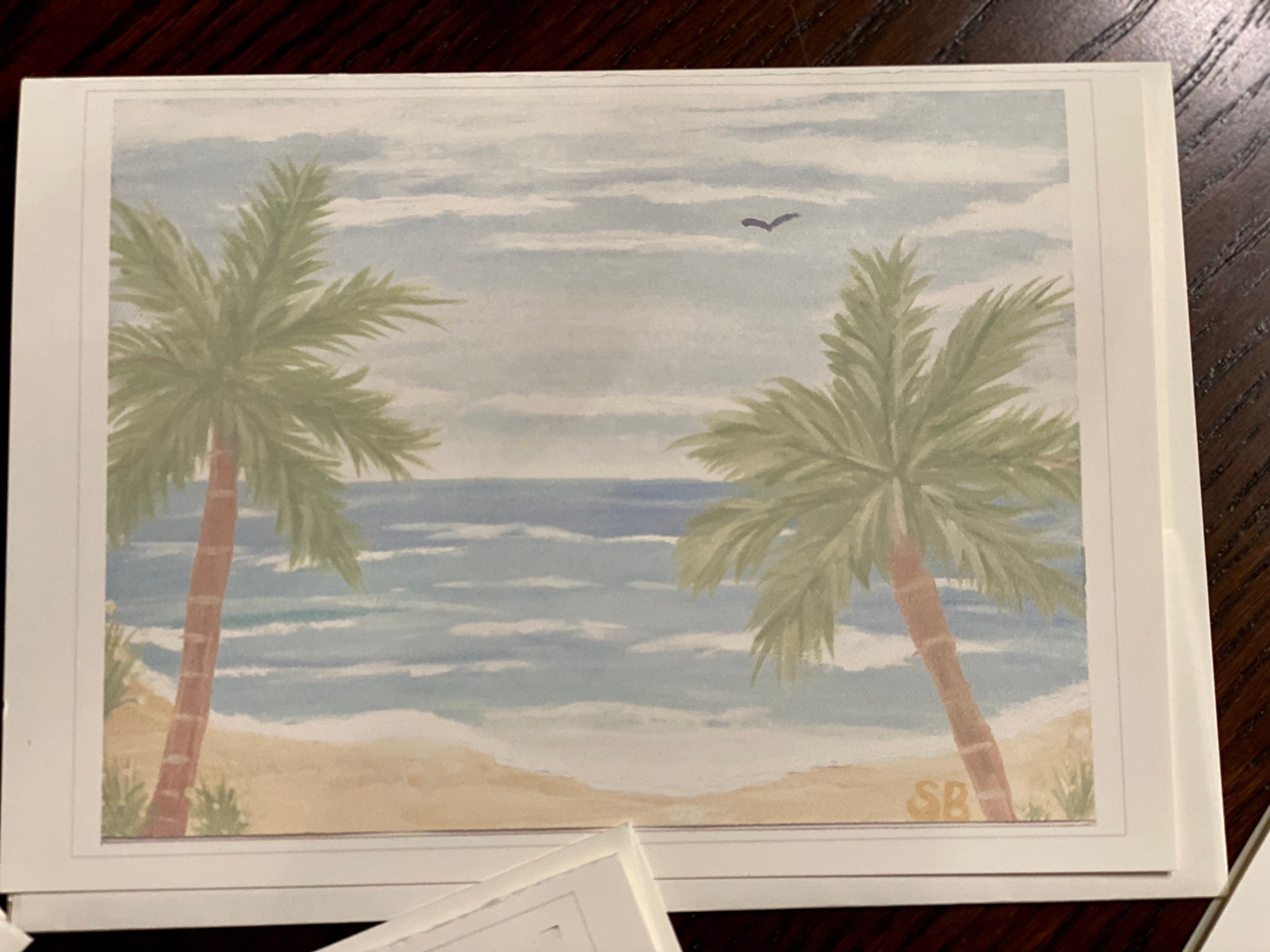 Hand Painted Original Artwork Beach Watercolor Themed Custom Thank You ...