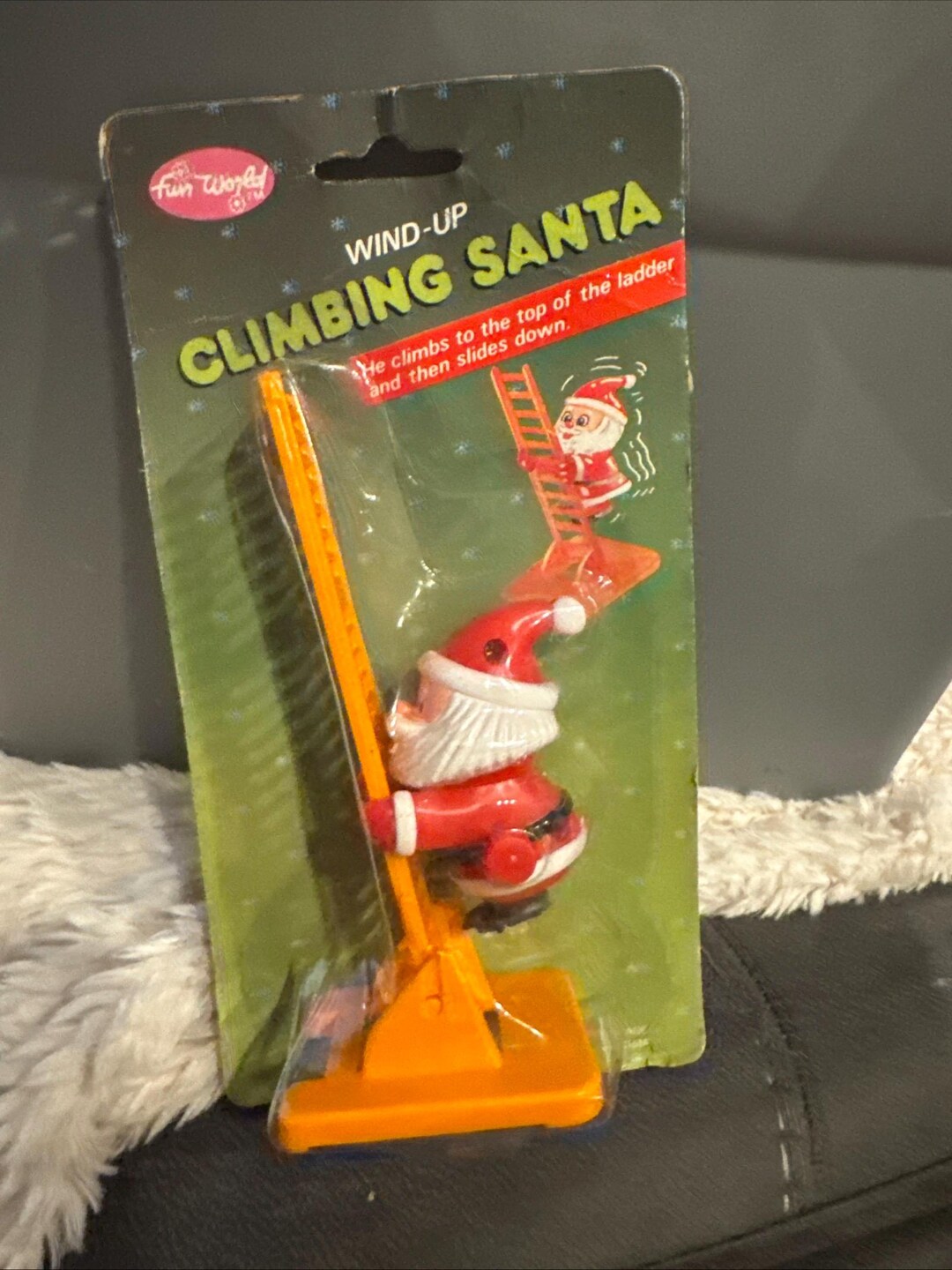 Vintage Wind up Santa Claus Climbing Ladder Toy - 1970s Christmas ...