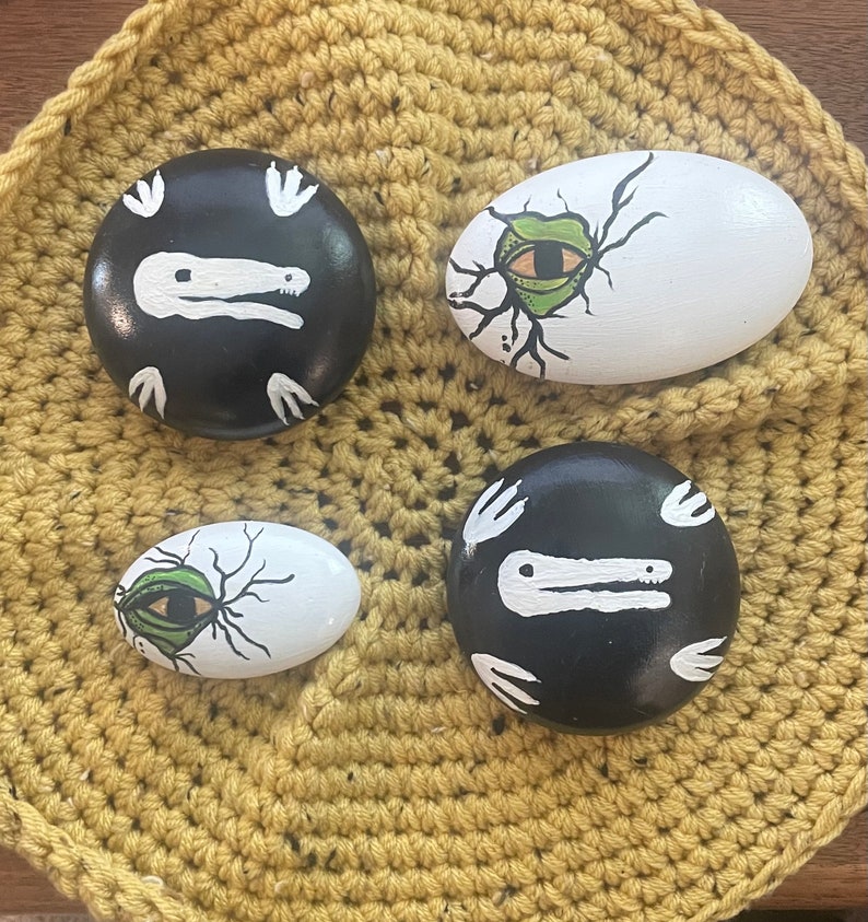 Hand Painted Dinosaur Rocks: Kids' Desk & Garden Decor - Etsy