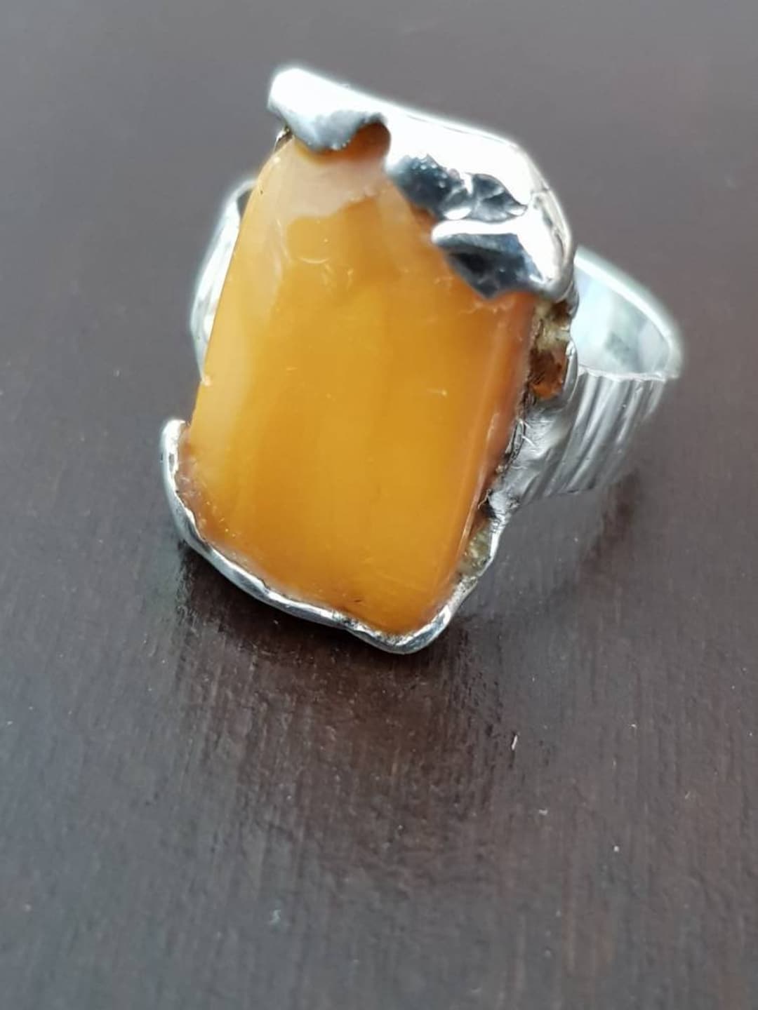 Butterscotch Amber Ring Sterling Silver Stamped - Etsy