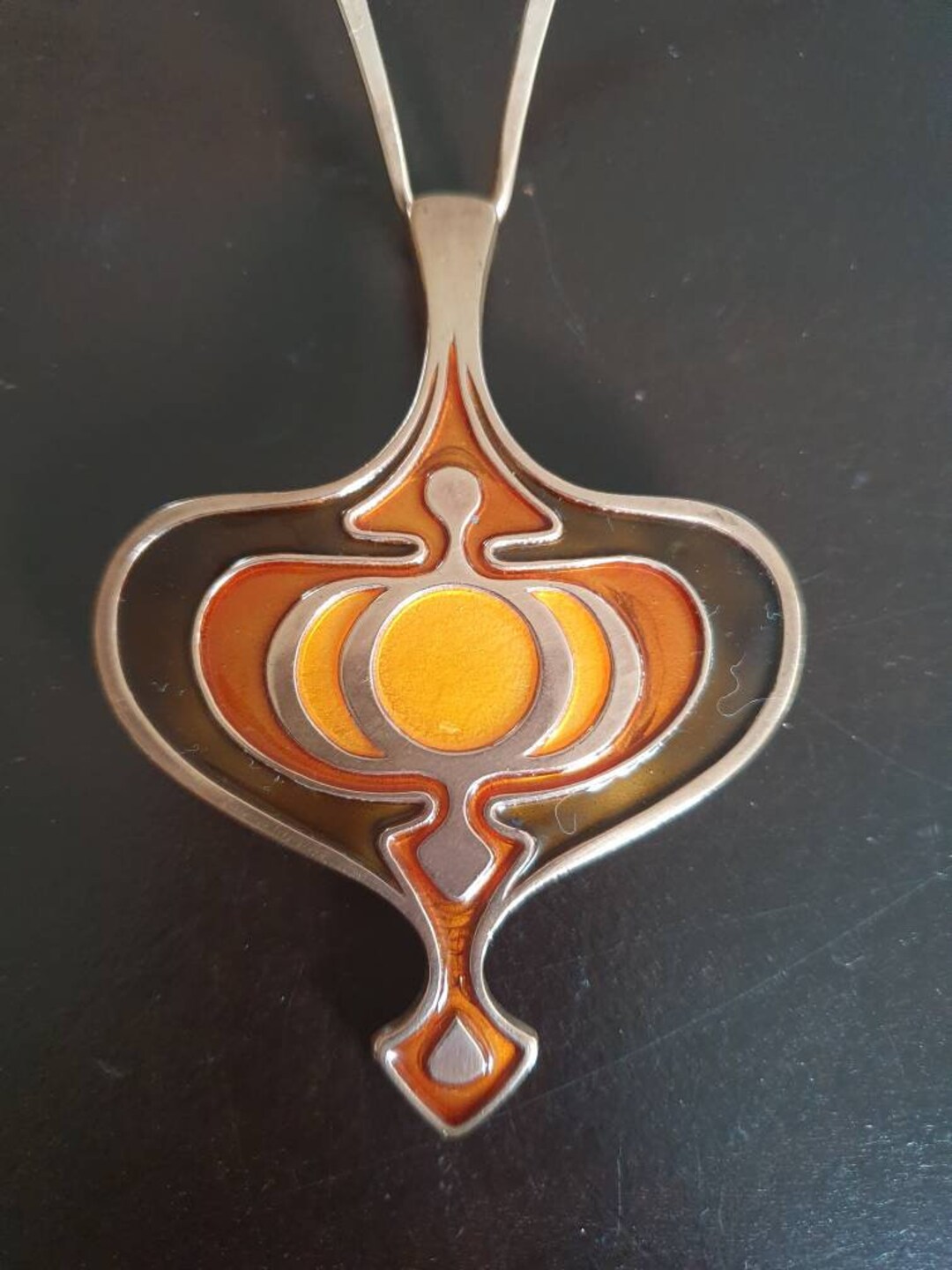 Unn Tangerud David Andersen Norway Pendant With Necklace Bronze Enamel ...