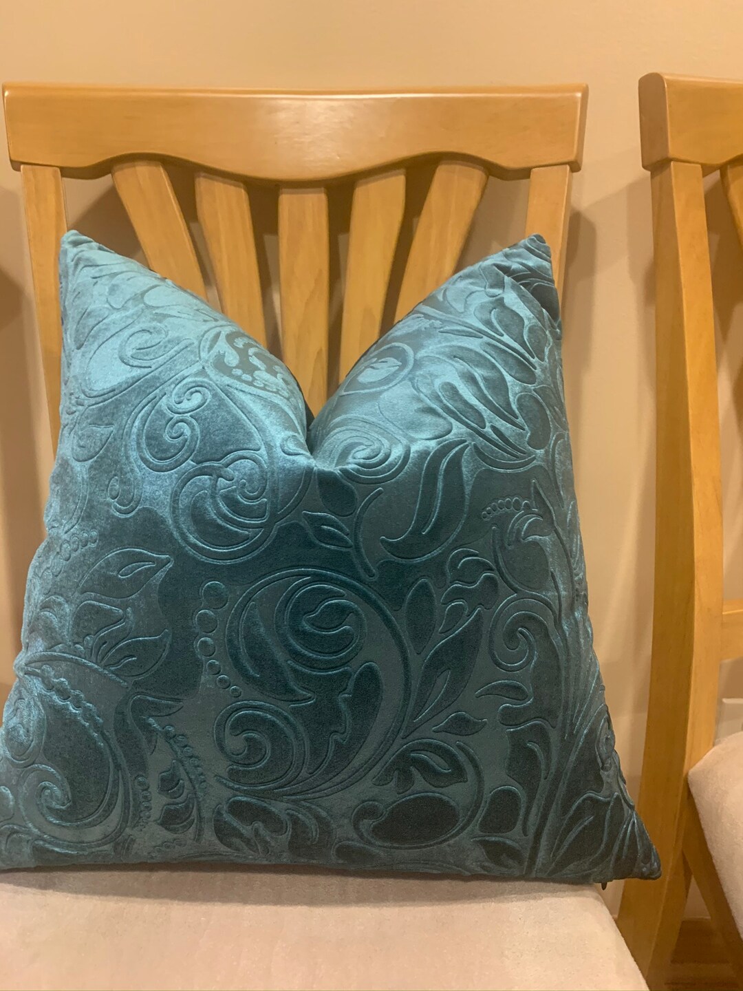 Teal Velvet Pillow Covers, 18x18 Pillow Covers, Embossed Velvet ...
