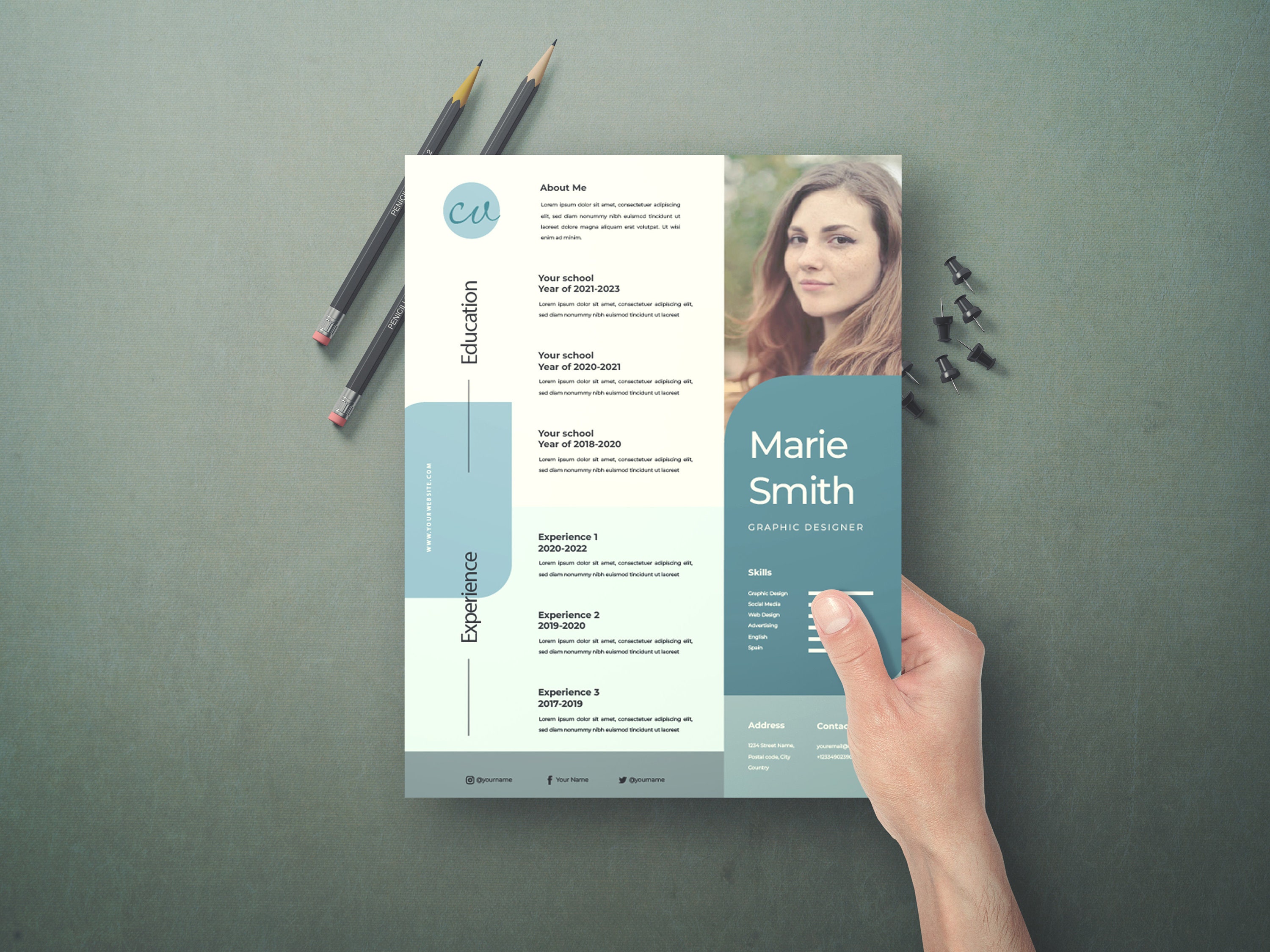 CV ROUNDED CORNERS Digital A4 and Us Format Graphics Art Designer Adobe ...