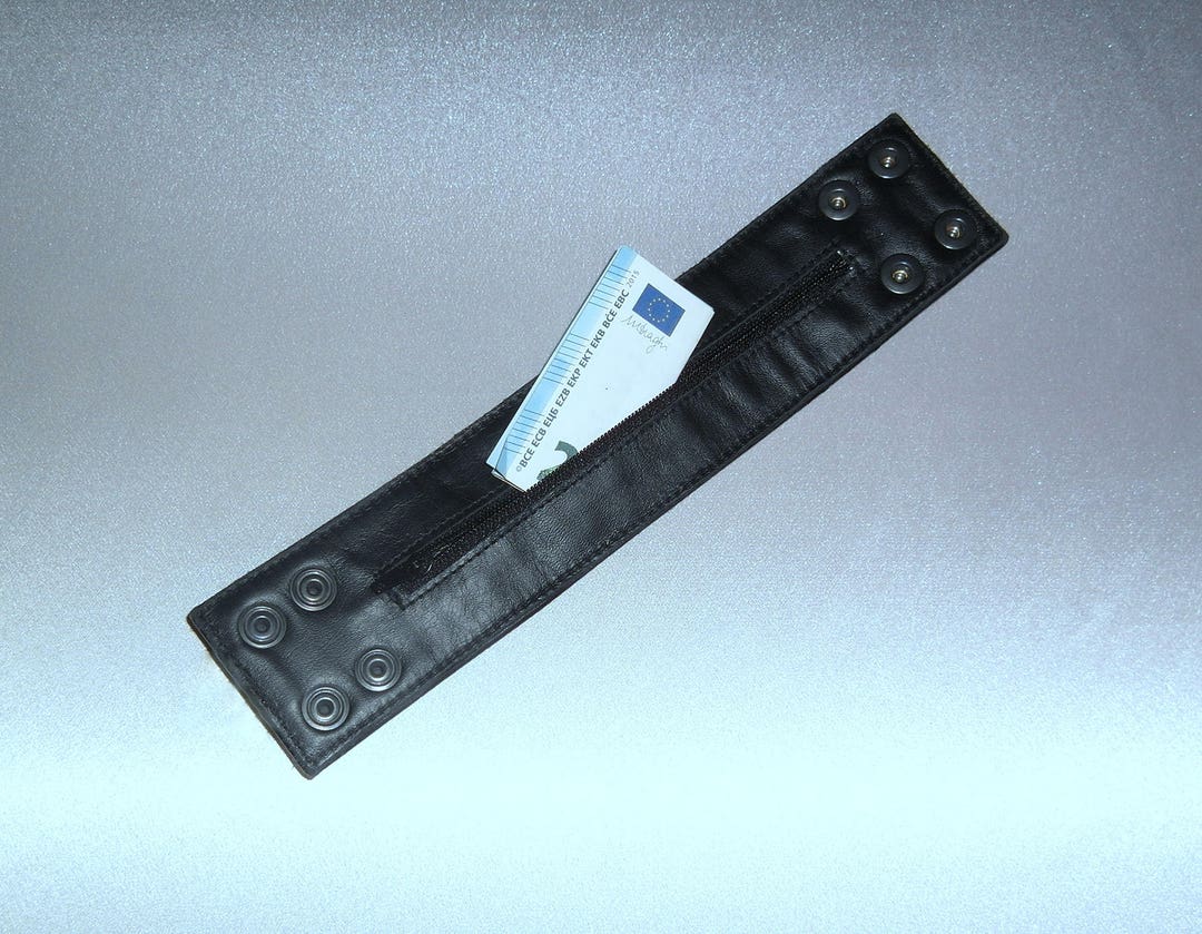 Leather Bracelet, Wallet, Wrist Wallet, Black Wallet, Men's and Women's ...