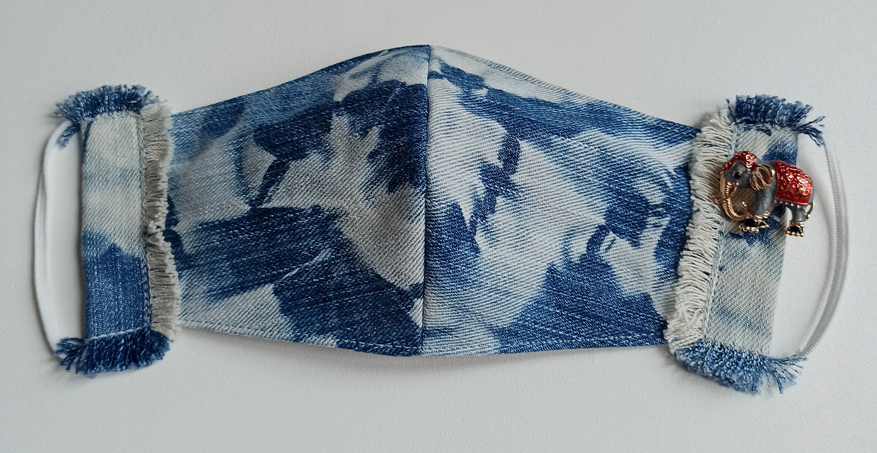 Bandana Denim Face Mask With a Brooch, Face Mask, Reusable Fabric Face ...