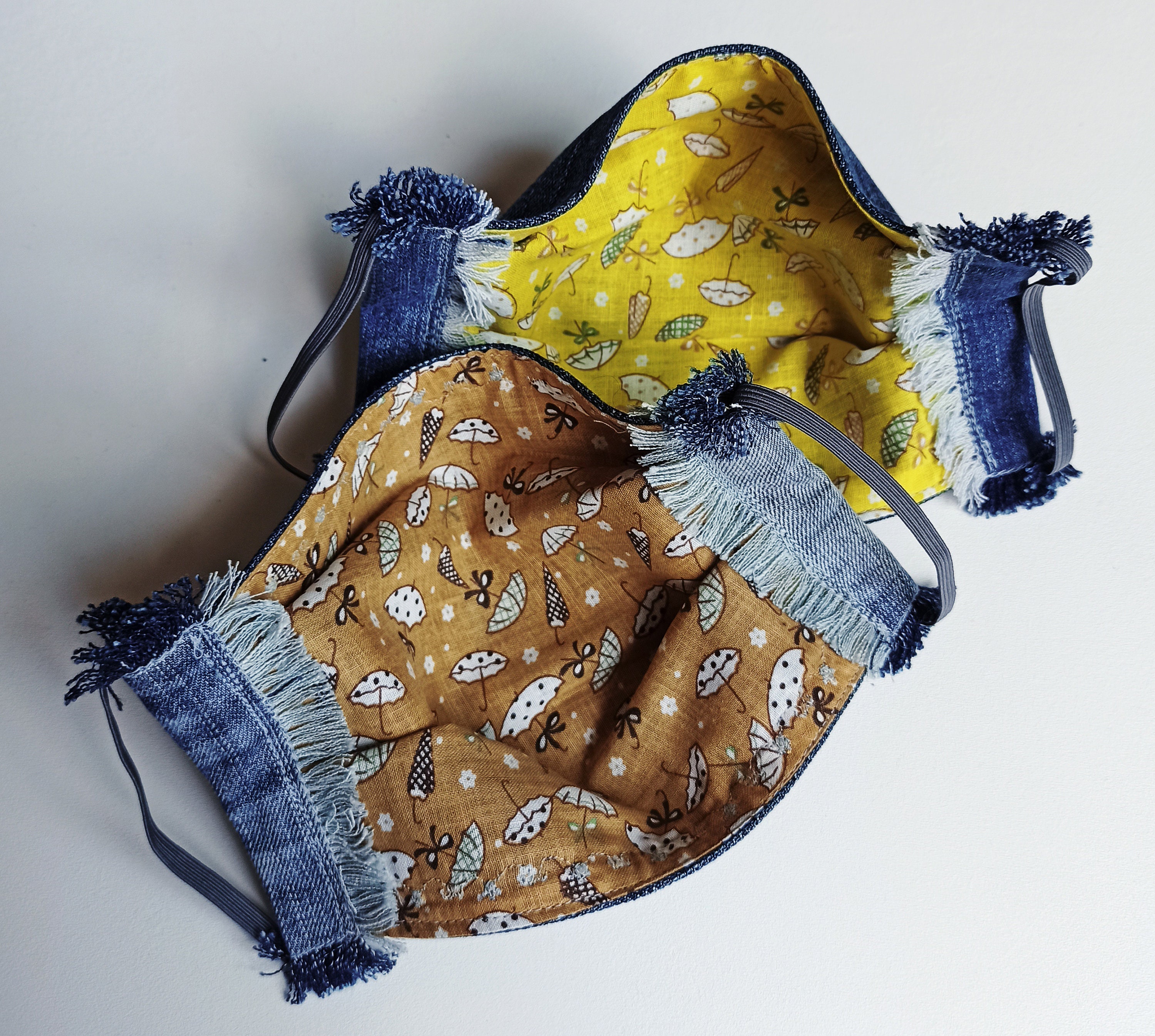 Set of 2 Denim Masks, Face Mask, Reusable Denim Face Mask, Anti Dust ...