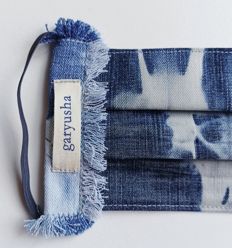 Shibori Denim Face Mask Indigo Face Mask Reusable Denim Face - Etsy