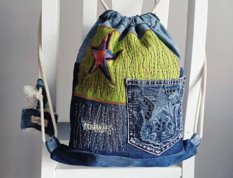 Denim Backpack Jeans Boho Bag Backpacks Eco Backpack Boho - Etsy