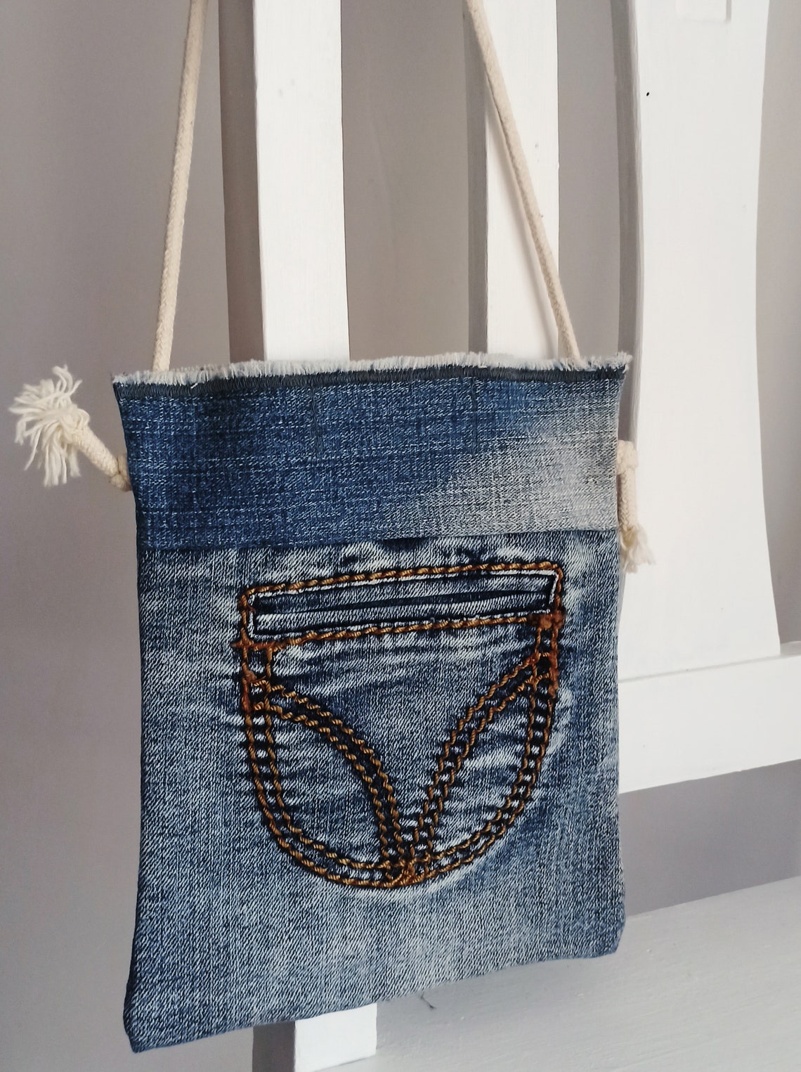 Denim Bag, Handmade Bag, Crossbody Bag, Blue Bag, Small Bag, Denim Bag ...