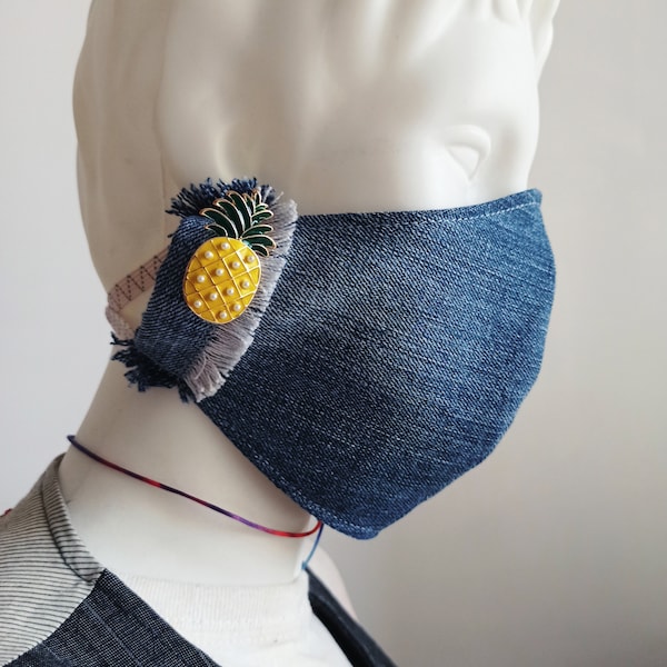 Denim Face Mask - Etsy