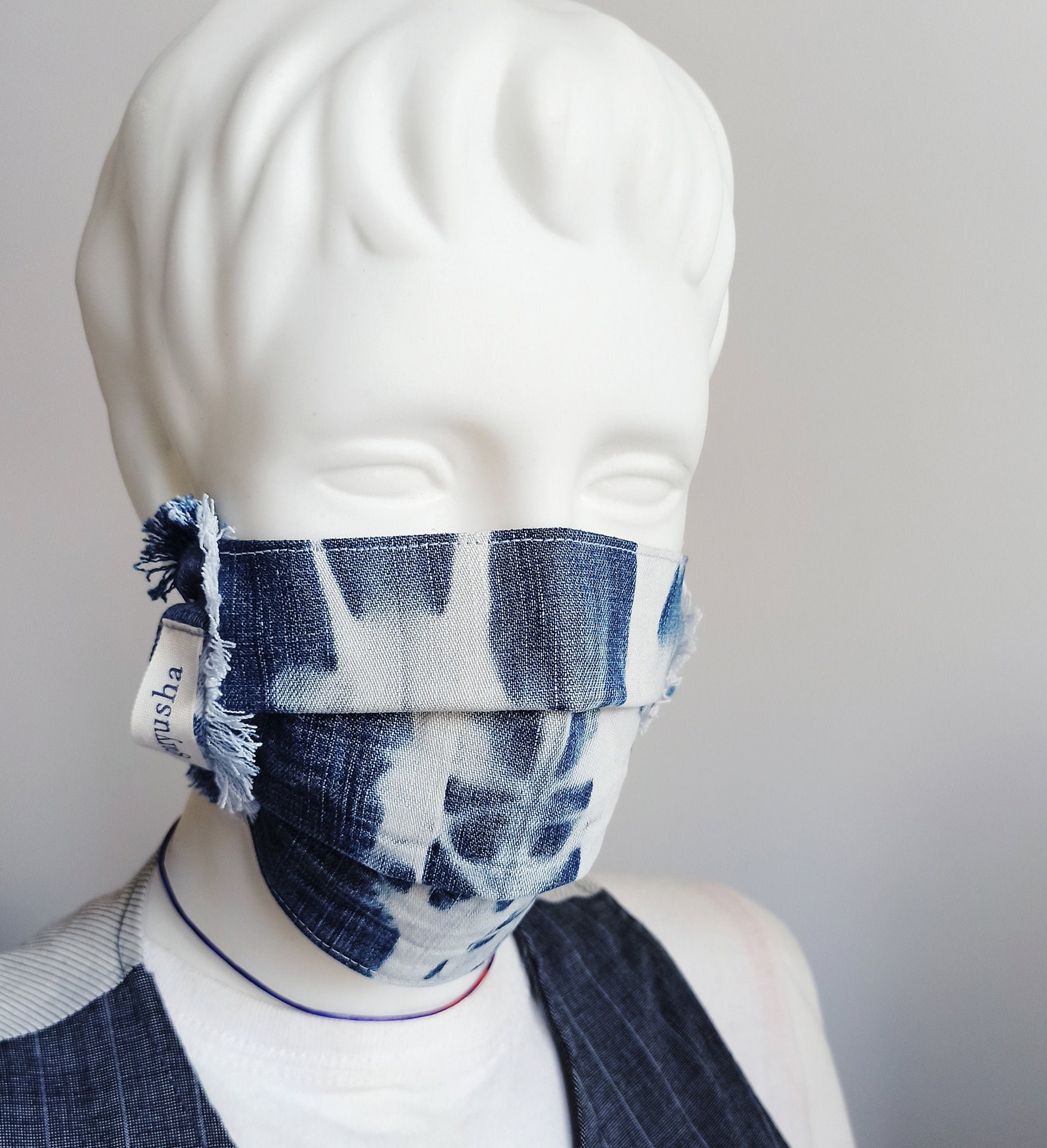 Shibori Denim Face Mask Indigo Face Mask Reusable Denim Face - Etsy