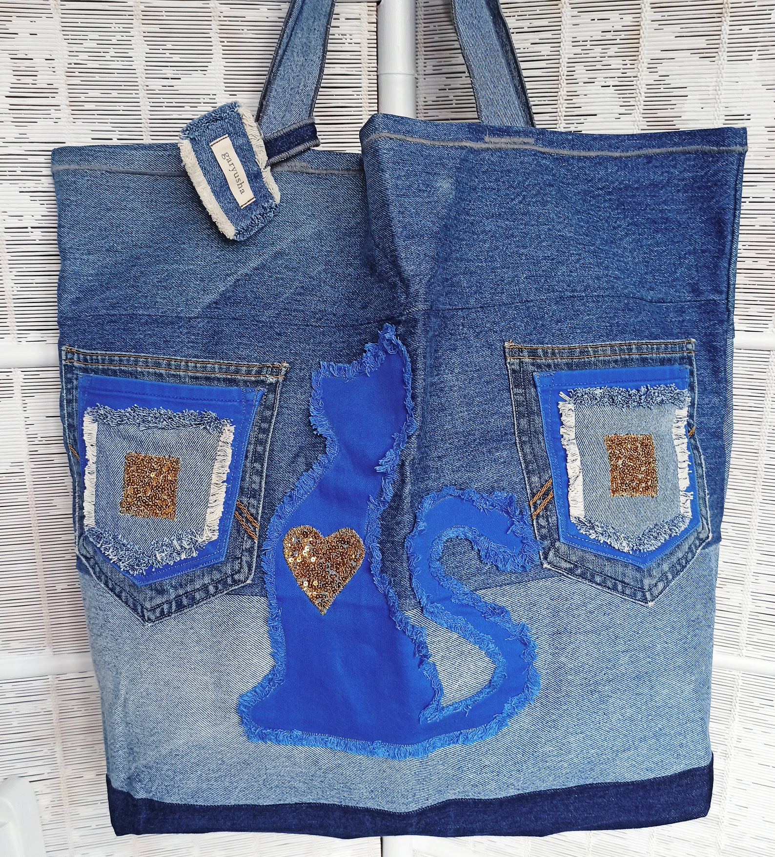 Denim Beach Big Jeans Bag, Denim Bags, Jeans Bag, Large Bag, Big Bag ...