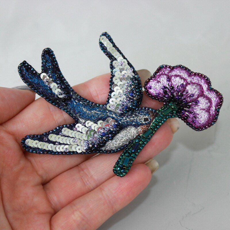 Embroidered Brooch - Etsy