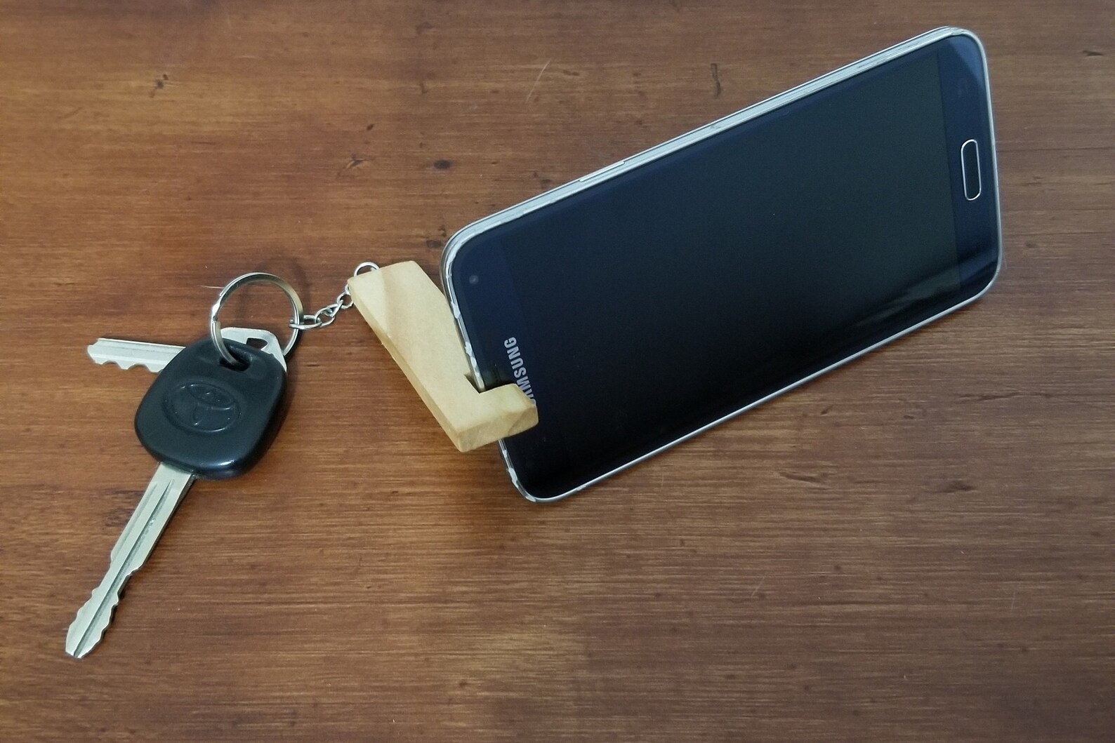 Wooden Phone Stand Key Chain - Etsy