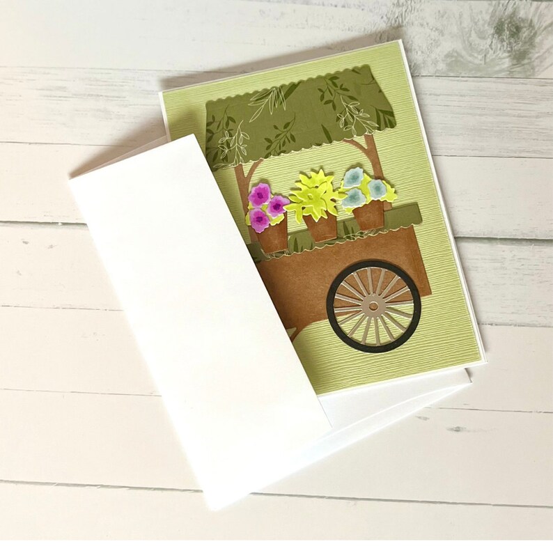 Spring Card, Flower Cart Card, Any Occasion, Spring Flowers, Market ...