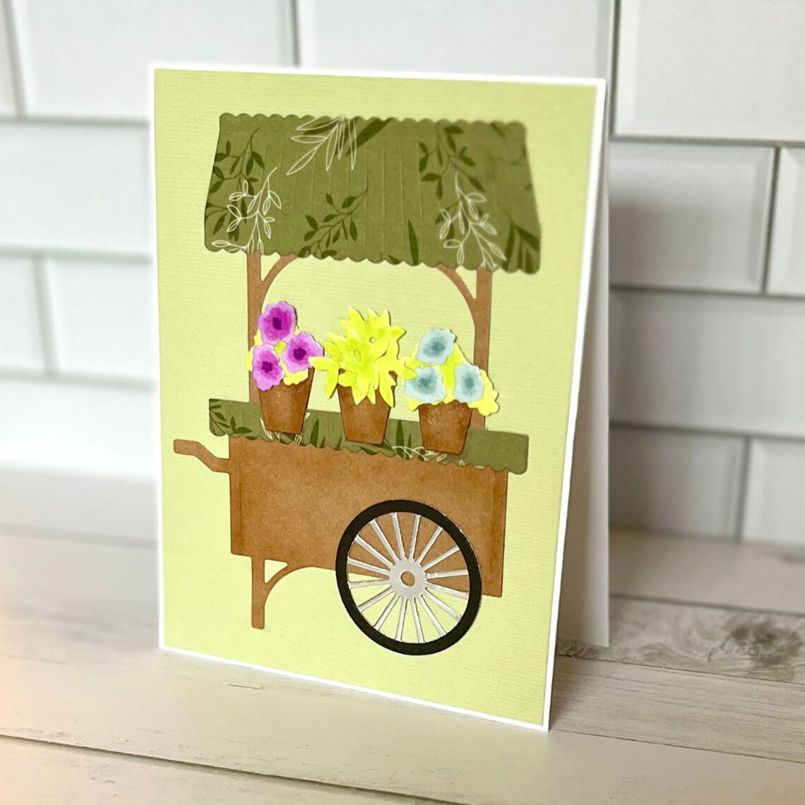 Spring Card, Flower Cart Card, Any Occasion, Spring Flowers, Market ...