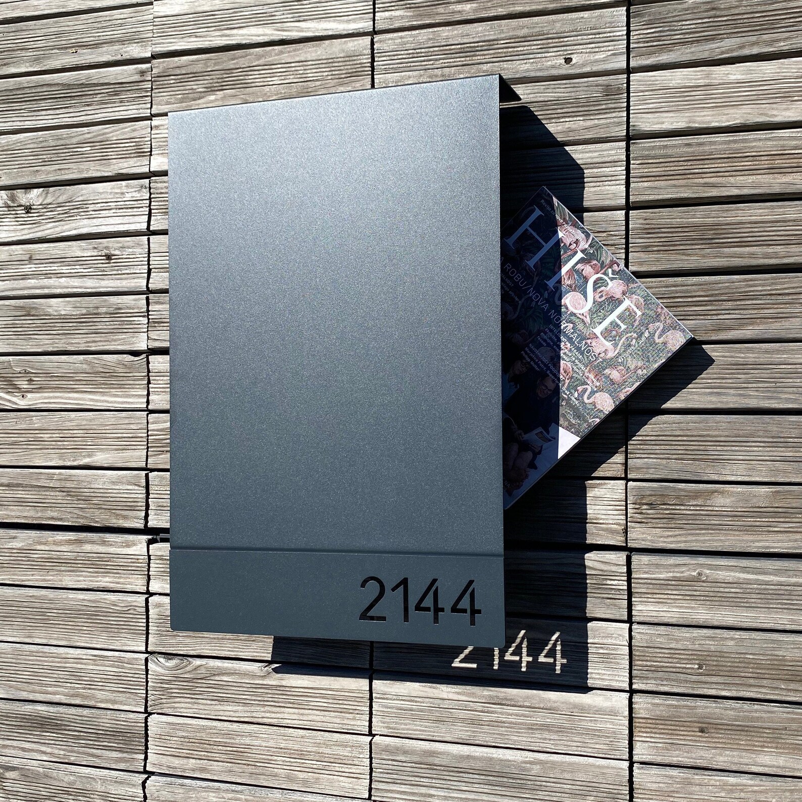Large Modern Locking Mailbox: Personalized Galvanized Steel Wall Mount ...