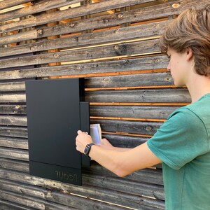 Personalized Black Locking Mailbox: Modern House Numbers, Galvanized ...