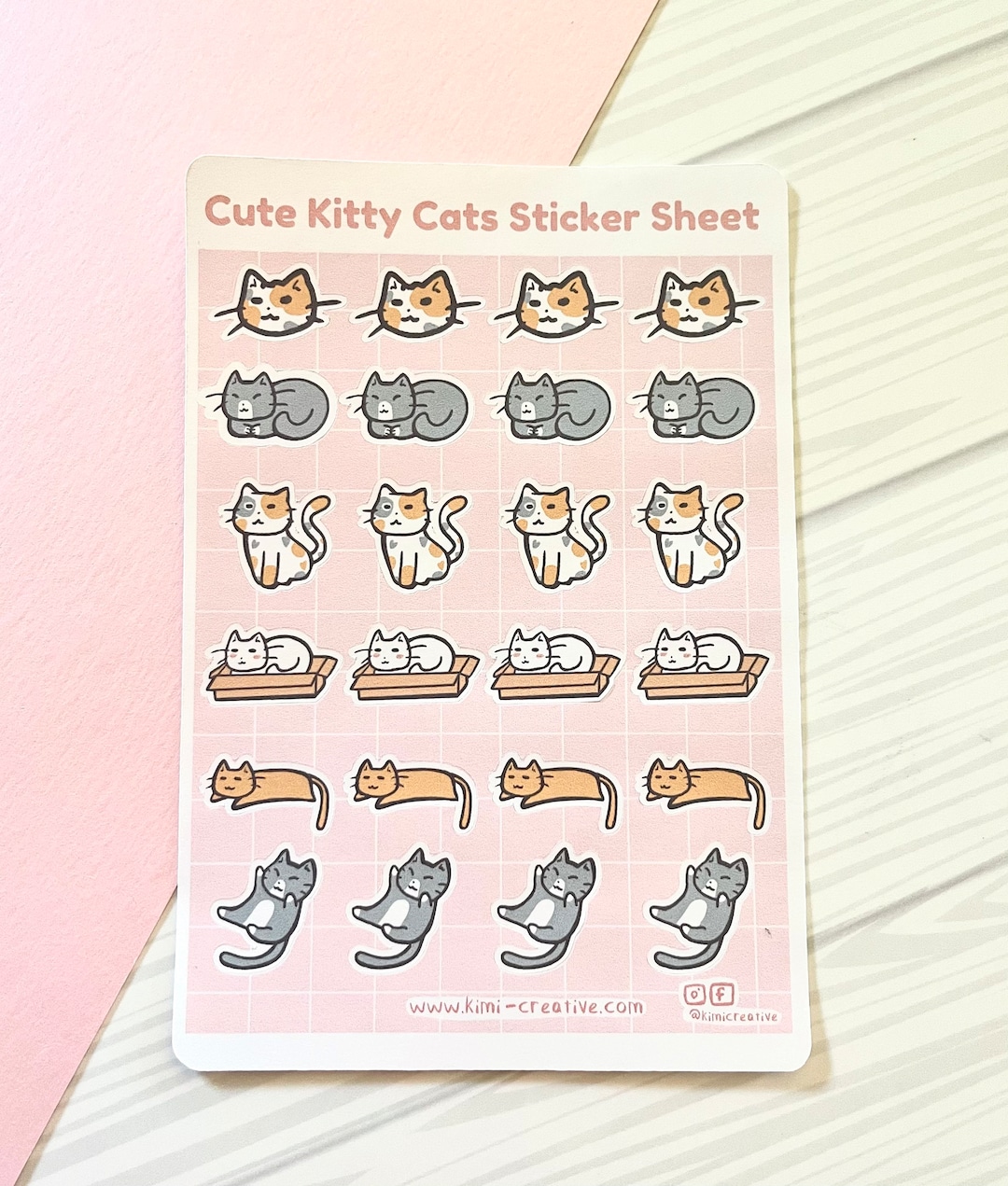 Kawaii Cute Adorable Cat Sticker Sheet Neko Kitty Meowy Time Planner ...