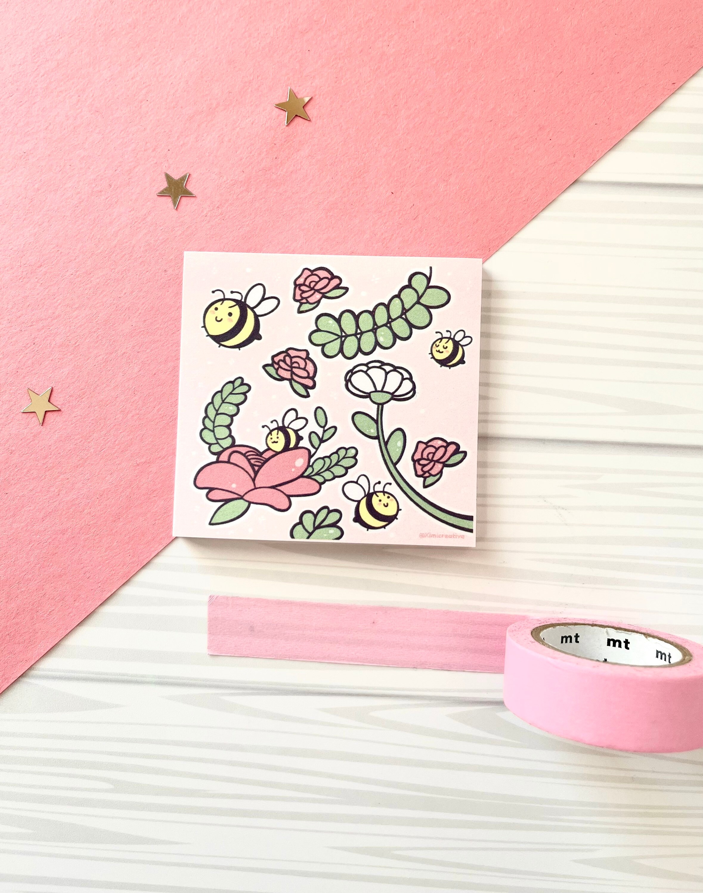 Kawaii Cute Bumble Bee Sticky Adhesive Notes Memo Pad, Pocket Notepad ...