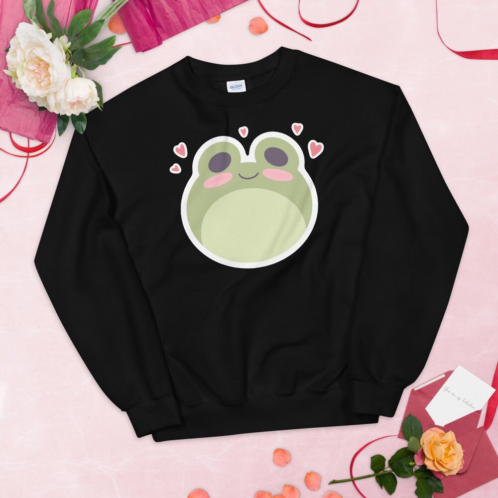 Cute Adorable Kawaii Froggy Unisex Long Sleeve Sweatshirt Etsy