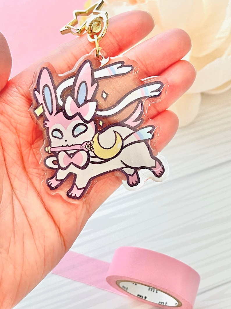 Cute Kawaii Magical Sylveon Acrylic Charm Keychain | Magical Girl ...