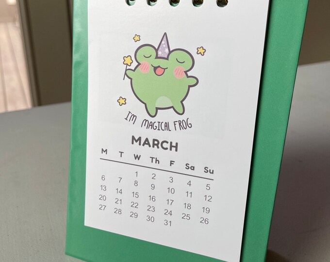 Cute Kawaii Adorable Frog Desk Calendar 2023 | 2023 Desk Calendar ...