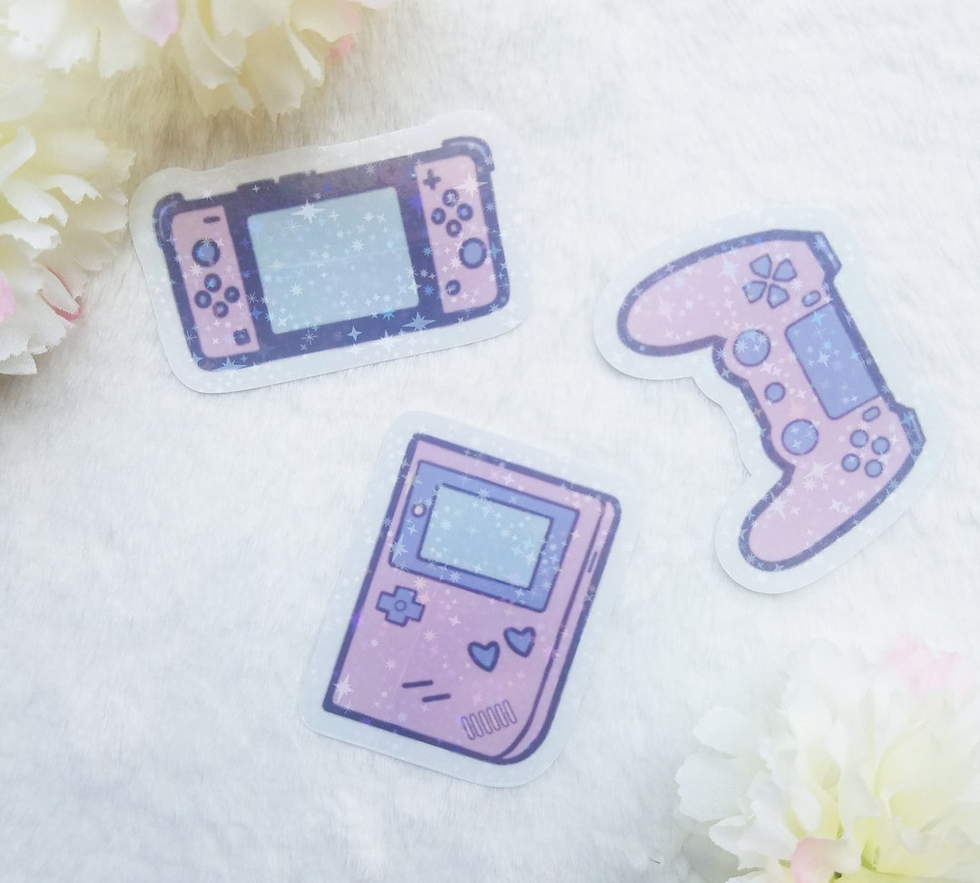 Kawaii Cute Gamer Girl Controller Holographic Sticker Pack | Adorable ...