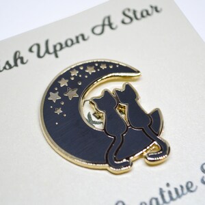 Twin Moon Cats Cute Enamel Pin - Etsy