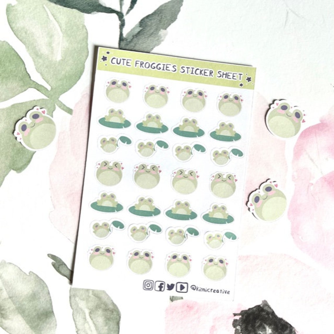 Kawaii Cute Adorable Frog Sticker Sheet Adorable Froggy | Etsy