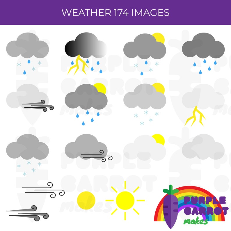 Weather Symbols SVG and PNG Clip Art Bundle Planner Icons - Etsy Australia