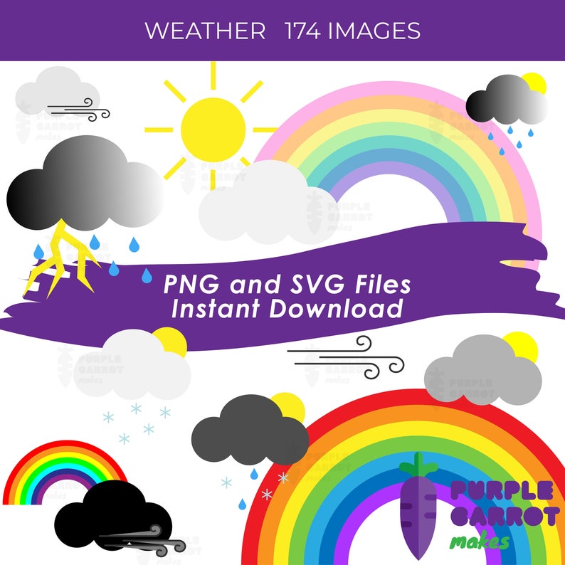 Weather Symbols SVG and PNG Clip Art Bundle Planner Icons - Etsy Australia