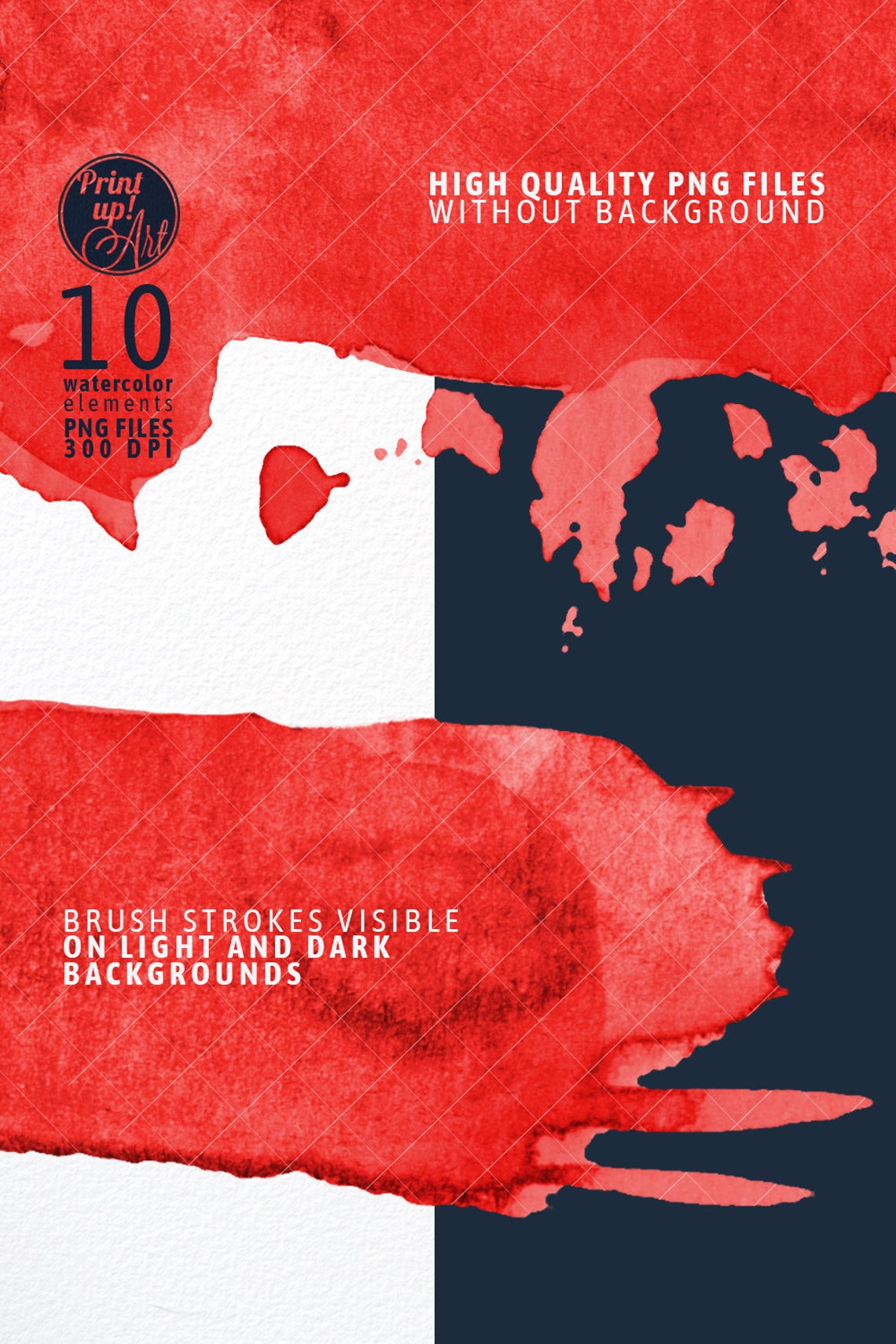 RED Watercolor Clipart Brushstrokes RED Brush Strokes Clipart - Etsy