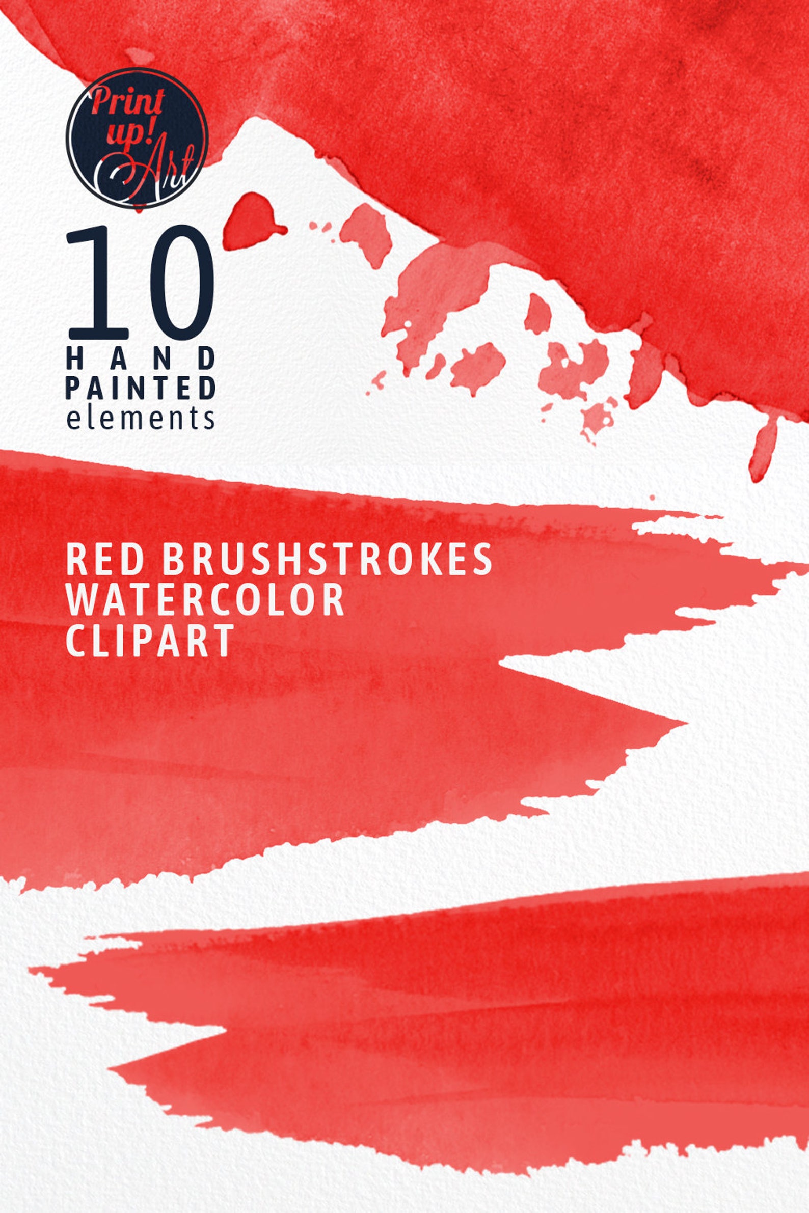 RED Watercolor Clipart Brushstrokes RED Brush Strokes Clipart - Etsy