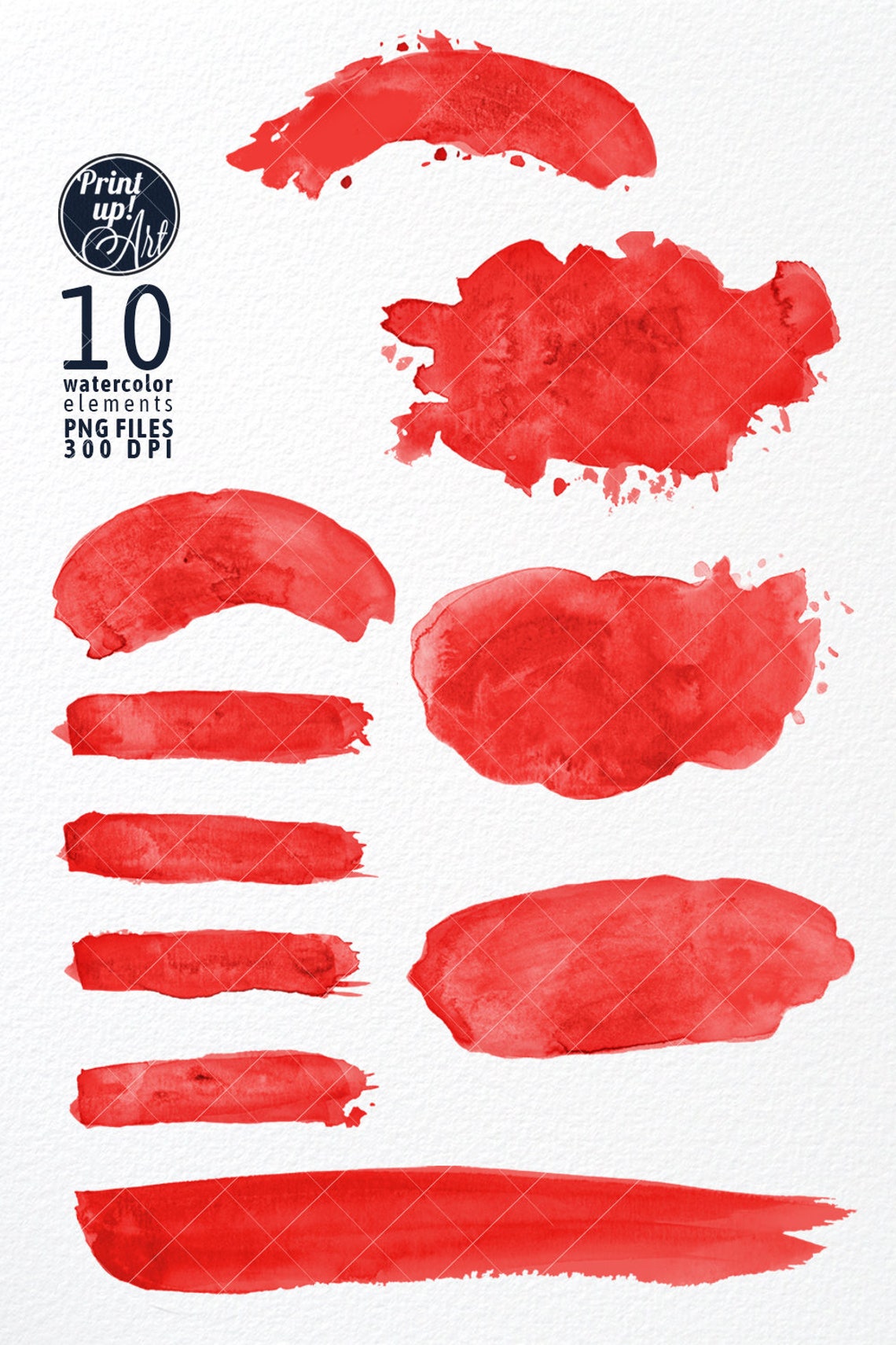 RED Watercolor Clipart Brushstrokes RED Brush Strokes Clipart - Etsy