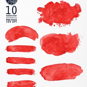 RED Watercolor Clipart Brushstrokes RED Brush Strokes Clipart - Etsy