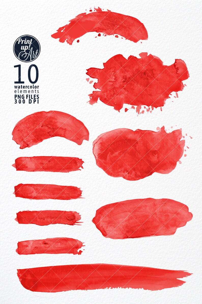 RED Watercolor Clipart Brushstrokes RED Brush Strokes Clipart - Etsy