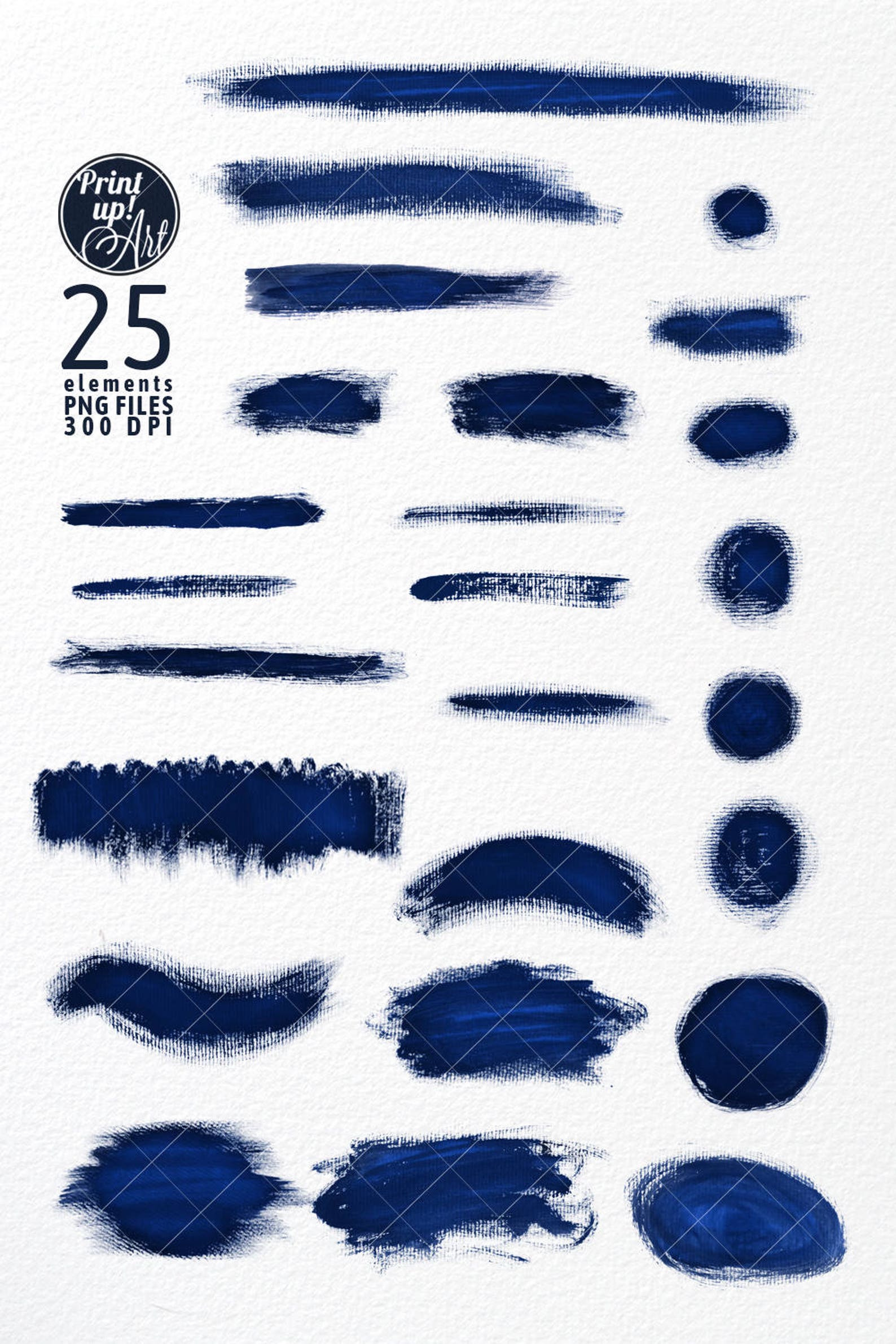 NAVY BLUE Brushstrokes Clipart, Indigo Brush Strokes Clipart, Navy ...