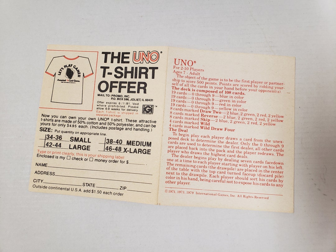 Vintage UNO Replacement Instruction Booklet 1979 IGI - Etsy
