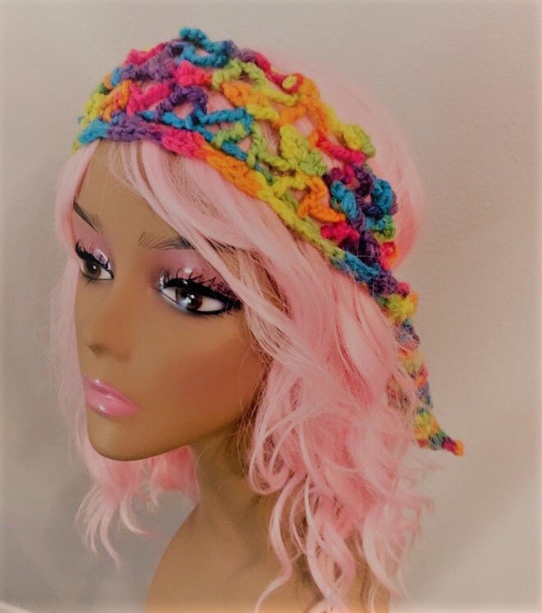 Crochet Rainbow Multi-colored Bandana - Etsy