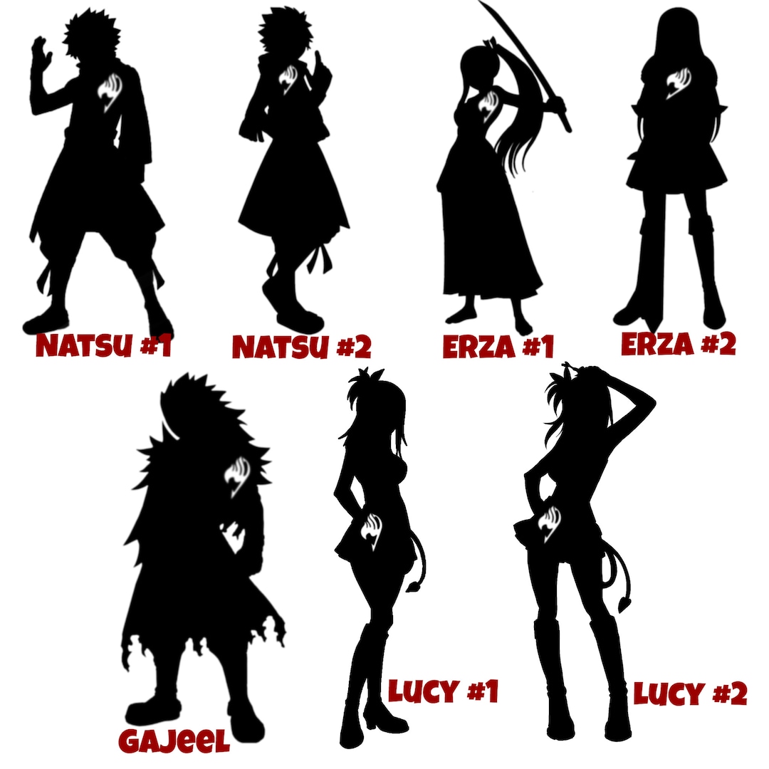 48 Designs - Anime Silhouette, Cats and Guild Symbols Decals - 5” to 10 ...
