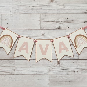 Personalized Name Boho Rainbow Banner Muted Rainbow Birthday | Etsy