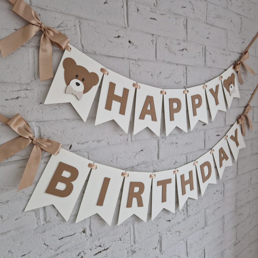 Teddy Bear Birthday Banner, Teddy Bear Birthday Party Decorations ...