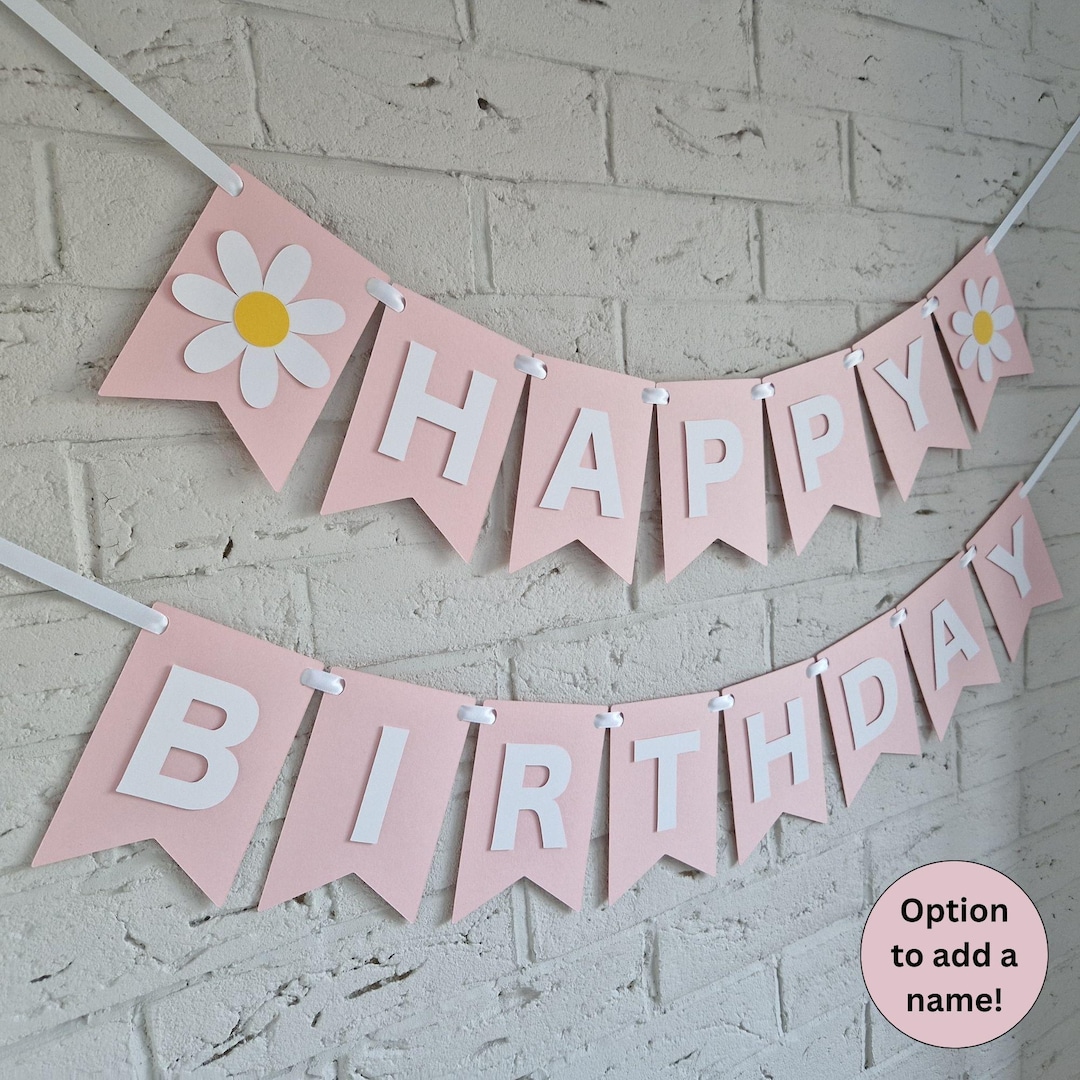 Daisy First Birthday Banner, Daisy 1st Birthday Theme Party Decorations ...