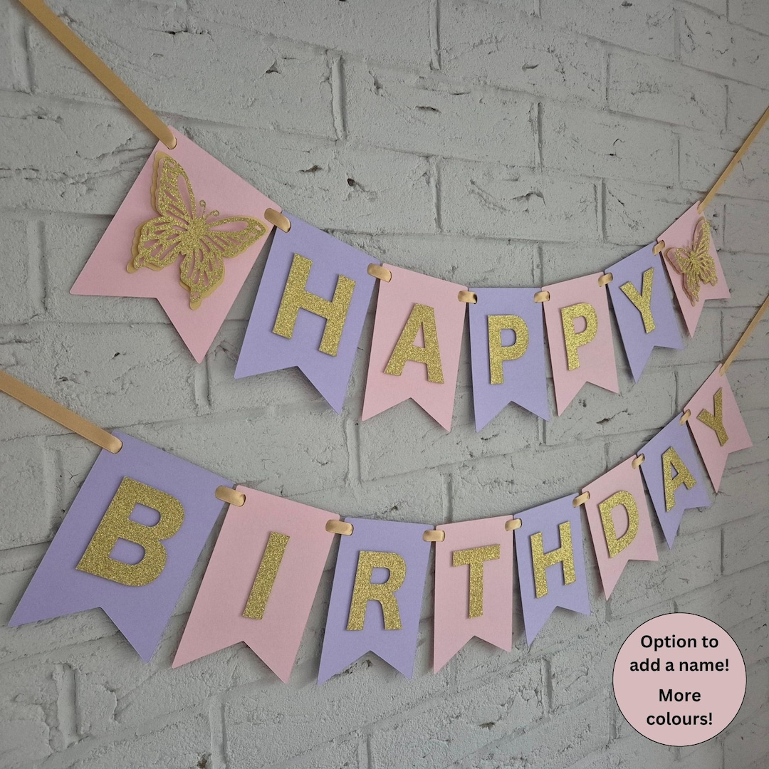 Butterfly Birthday Banner, Butterfly Birthday Party Decor, - Etsy