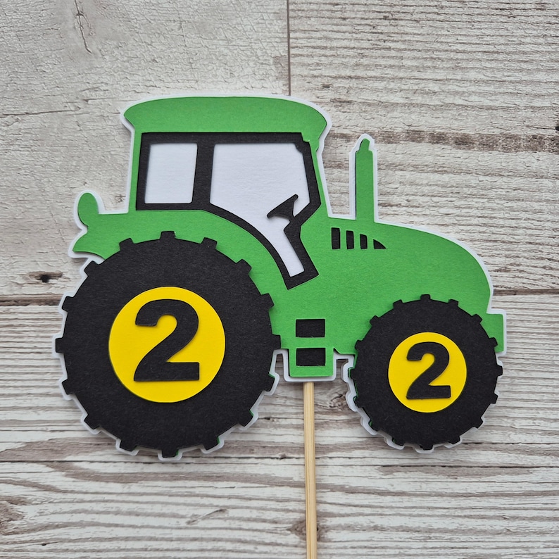 Green Tractor Birthday Cake Topper - Any Age Party Decoration - Etsy