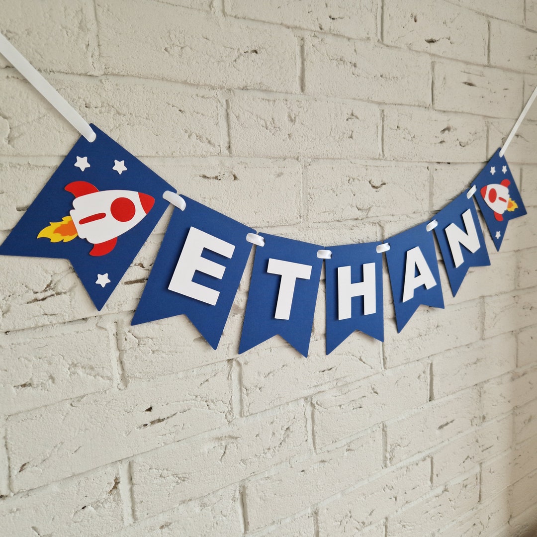 Space Theme Party Personalized Name Banner, First Trip Around the Sun ...